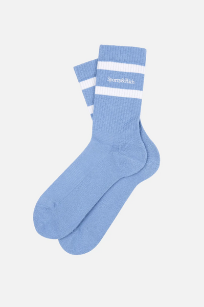 SERIF LOGO EMBROIDERED SOCKS SKY BLUE/WHITE – 707